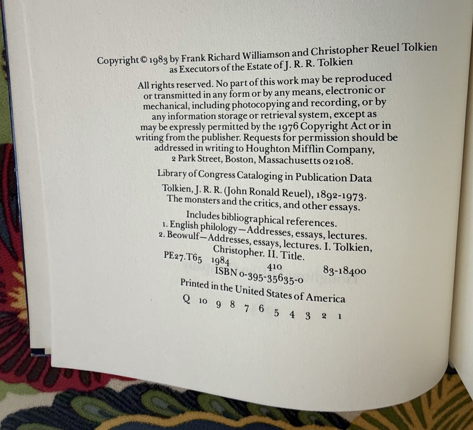 TolkienGuide - MONSTERS and the CRITICS, OTHER ESSAYS by J R R TOLKIEN ...